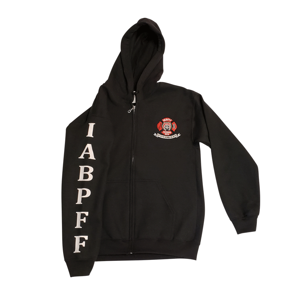 Black Full Zip IABPFF Embroidered Logo with screen printed sleeve ...