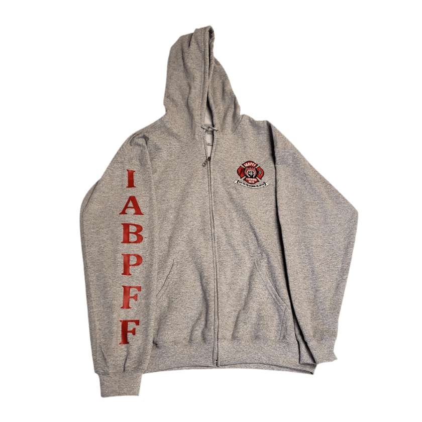 Full Zip IABPFF Embroided Logo with red IABPFF screen printed sleeve ...